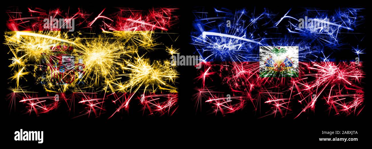 Spanish vs Haiti, Haitian New Year celebration sparkling fireworks ...