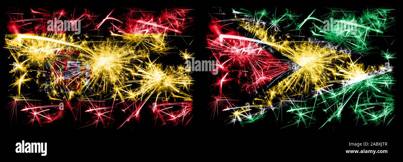 Spanish vs Guyana, Guyanese New Year celebration sparkling fireworks ...