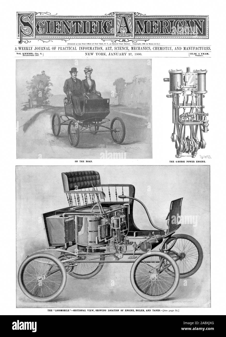 Lr ESTABLISH:D ON THE ROAD. [$3.00 A YEAR. THE 4-HORSE POWER ENGINE ...