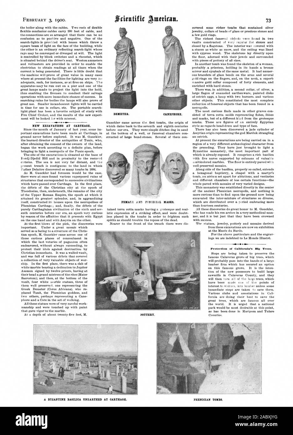 CANEPHORE. NEW EXCAVATIONS AT CARTHAGE. DEMETER. POTTERY. Protection of ...