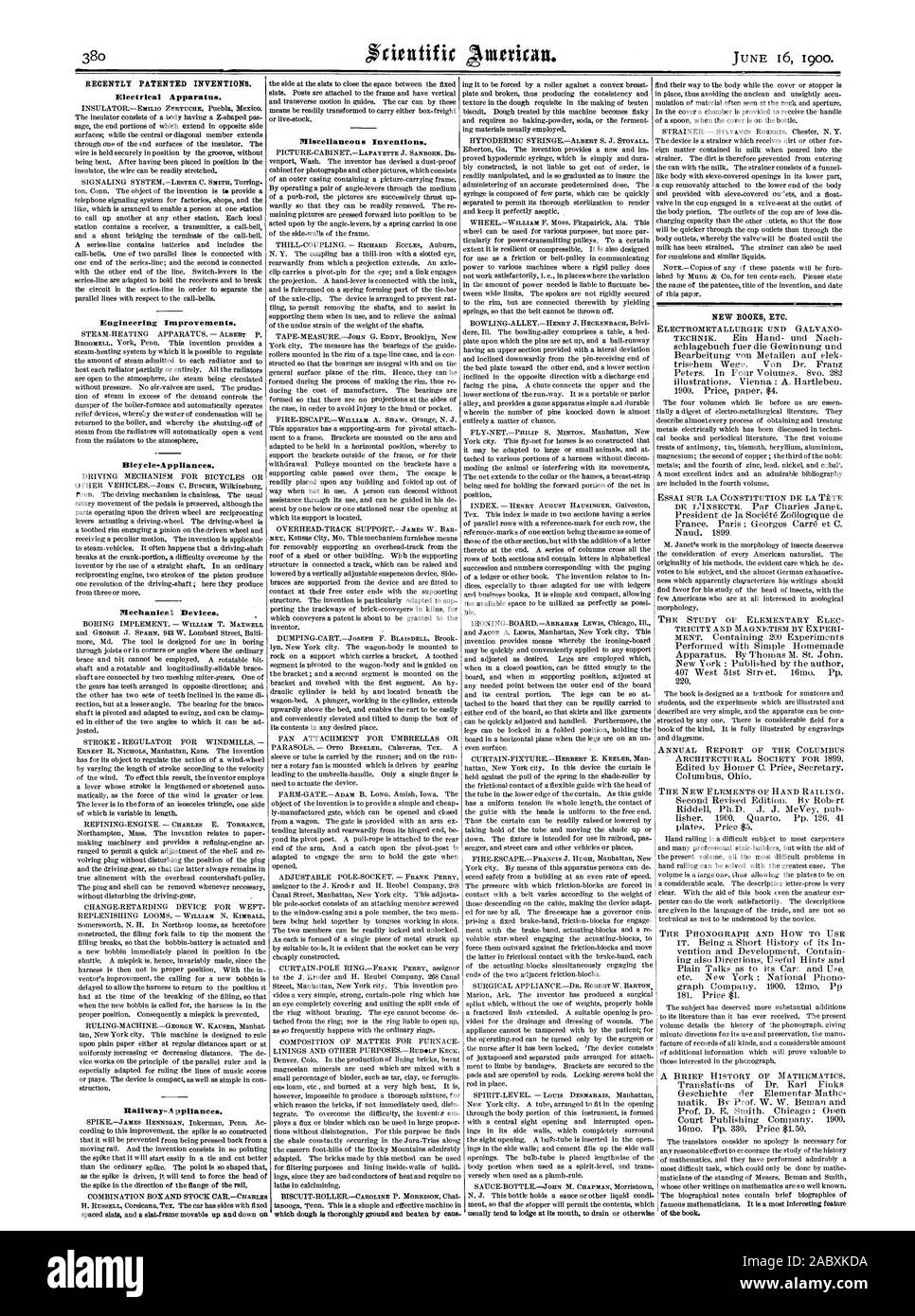 RECENTLY PATENTED INVENTIONS. Electrical Apparatus. Engineering ...