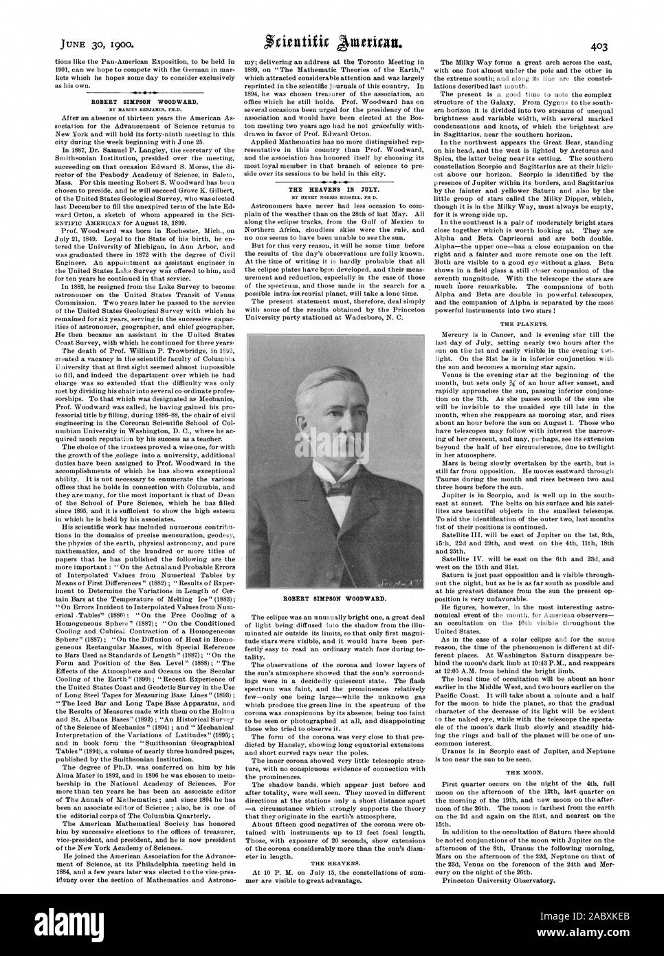 ROBERT SIMPSON WOODWARD. THE HEAVENS IN JULY. ROBERT SIMPSON WOODWARD ...