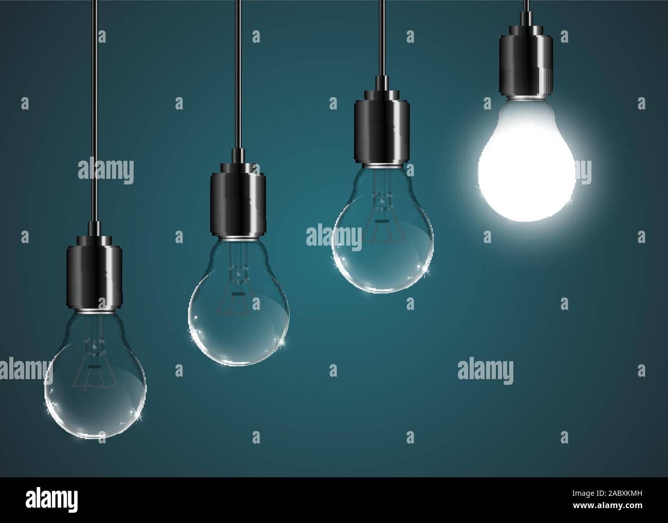 Creative lightbulb illustration on a blue background, vector Stock ...