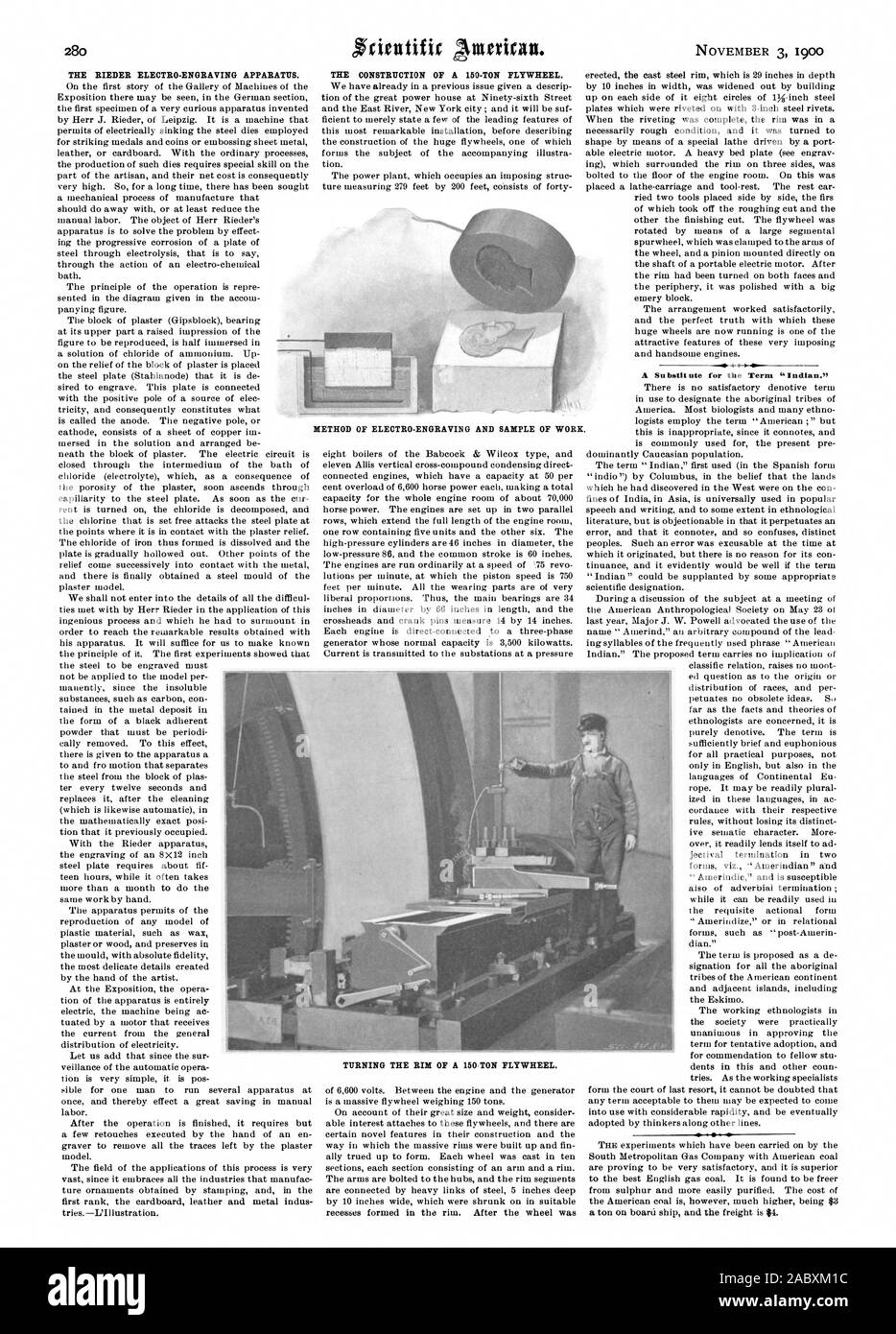 THE RIEDER ELECTRO-ENGRAVING APPARATUS. THE CONSTRUCTION OF A 150-TON ...