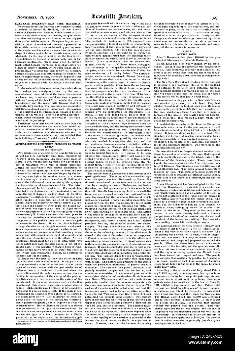 HOME-MADE APPARATUS FROM ROME MATERIALS. ACTINO-ELECTRIC PHENOMENA ...