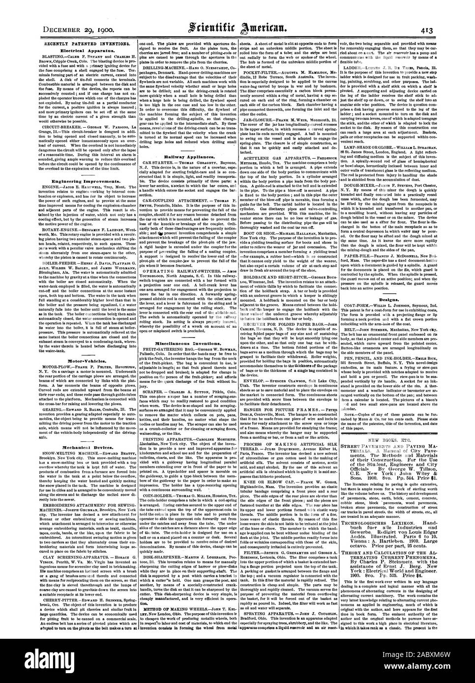 RECENTLY PATENTED INVENTIONS. Electrical Apparatus. Engineering ...