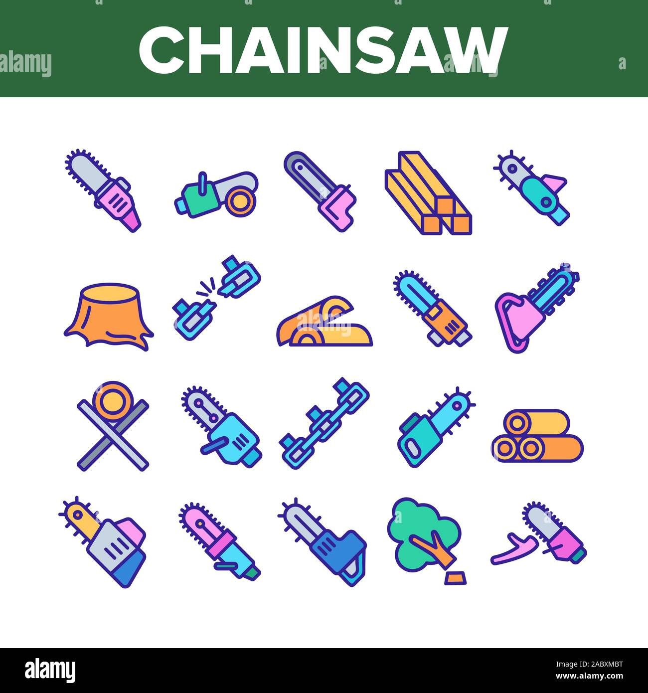 Chain saw collection Stock Vector Images - Alamy