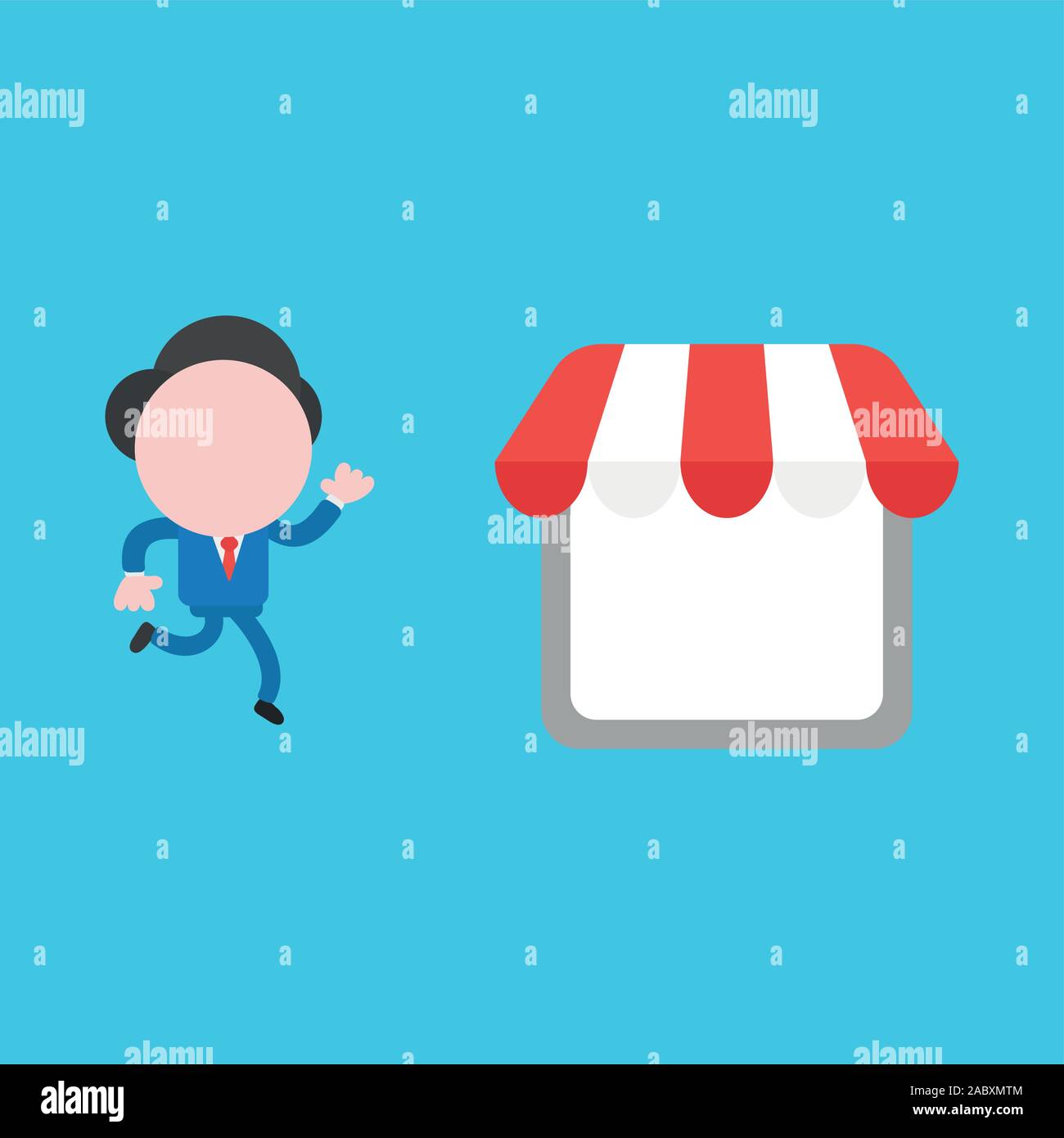 Vector illustration faceless businessman character running to shop ...