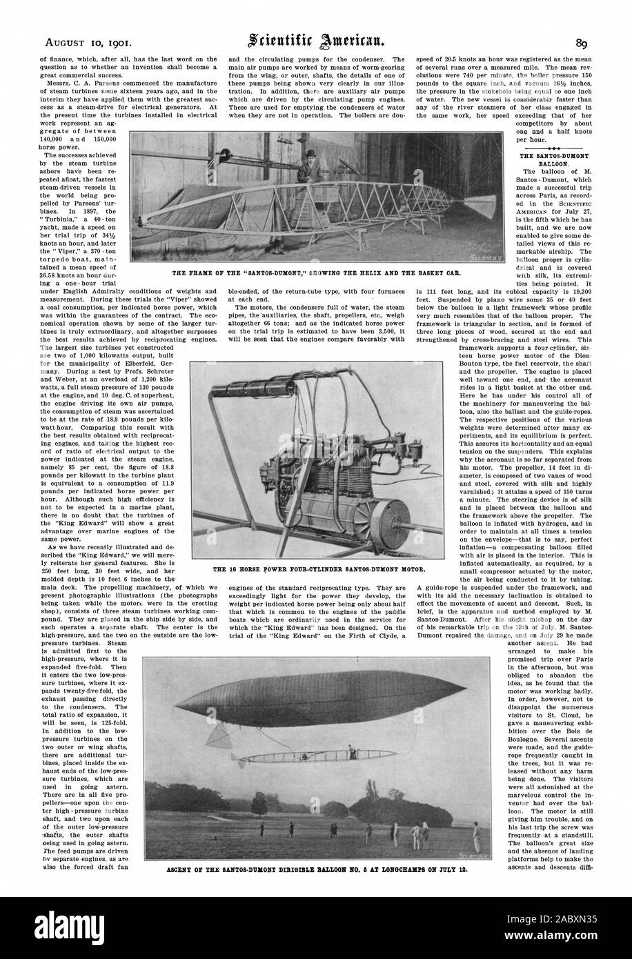 THE SANTOS-DUMONT BALLOON. THE 16 HORSE POWER FOUR-CYLINDER SANTOS ...