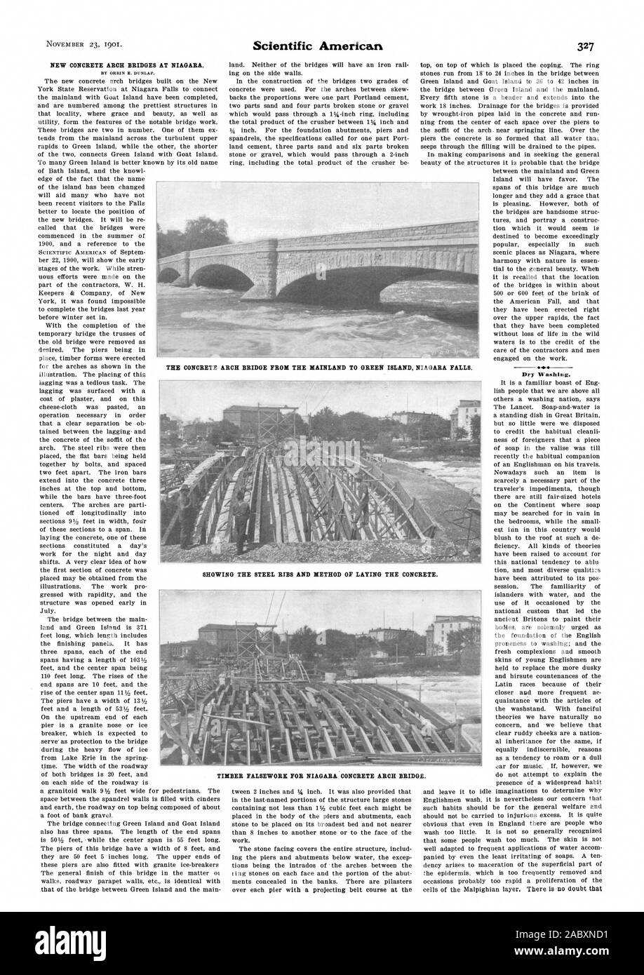 NEW CONCRETE ARCH BRIDGES AT NIAGARA. Dry Washing. THE CONCRETE ARCH ...