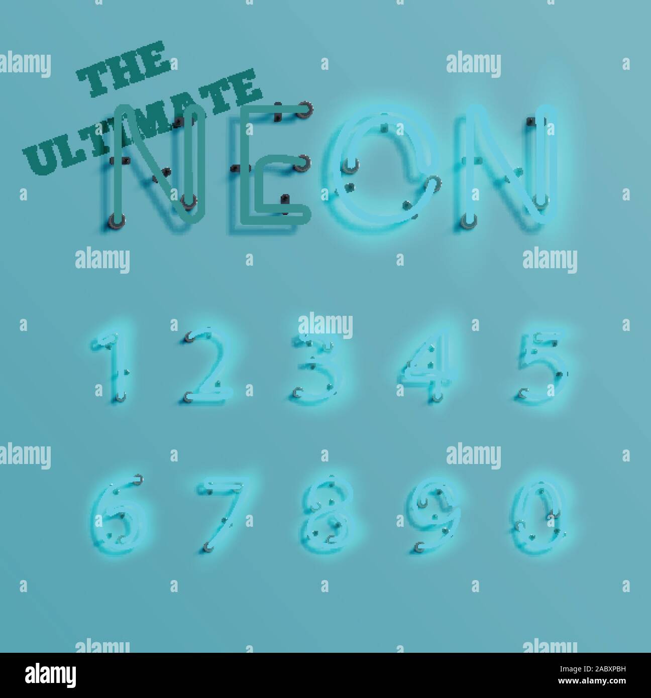 Realistic blue neon character typeset, vector Stock Vector Image & Art ...