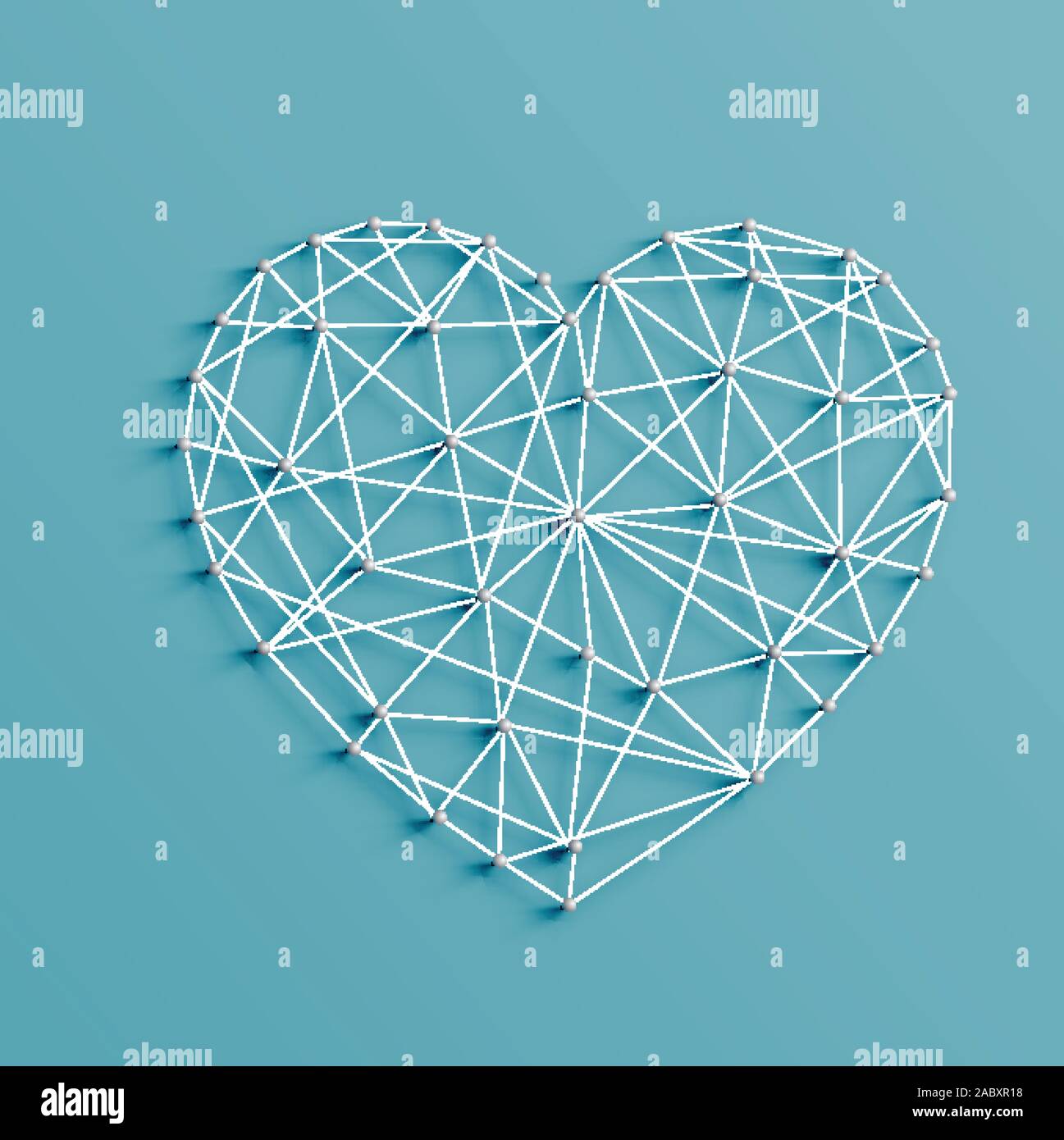Realistic illustration of a heart made by pins and strings, vector ...