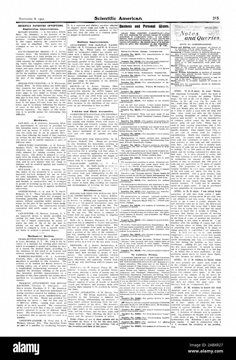 Recently patented inventions engineering improvements hi-res stock ...