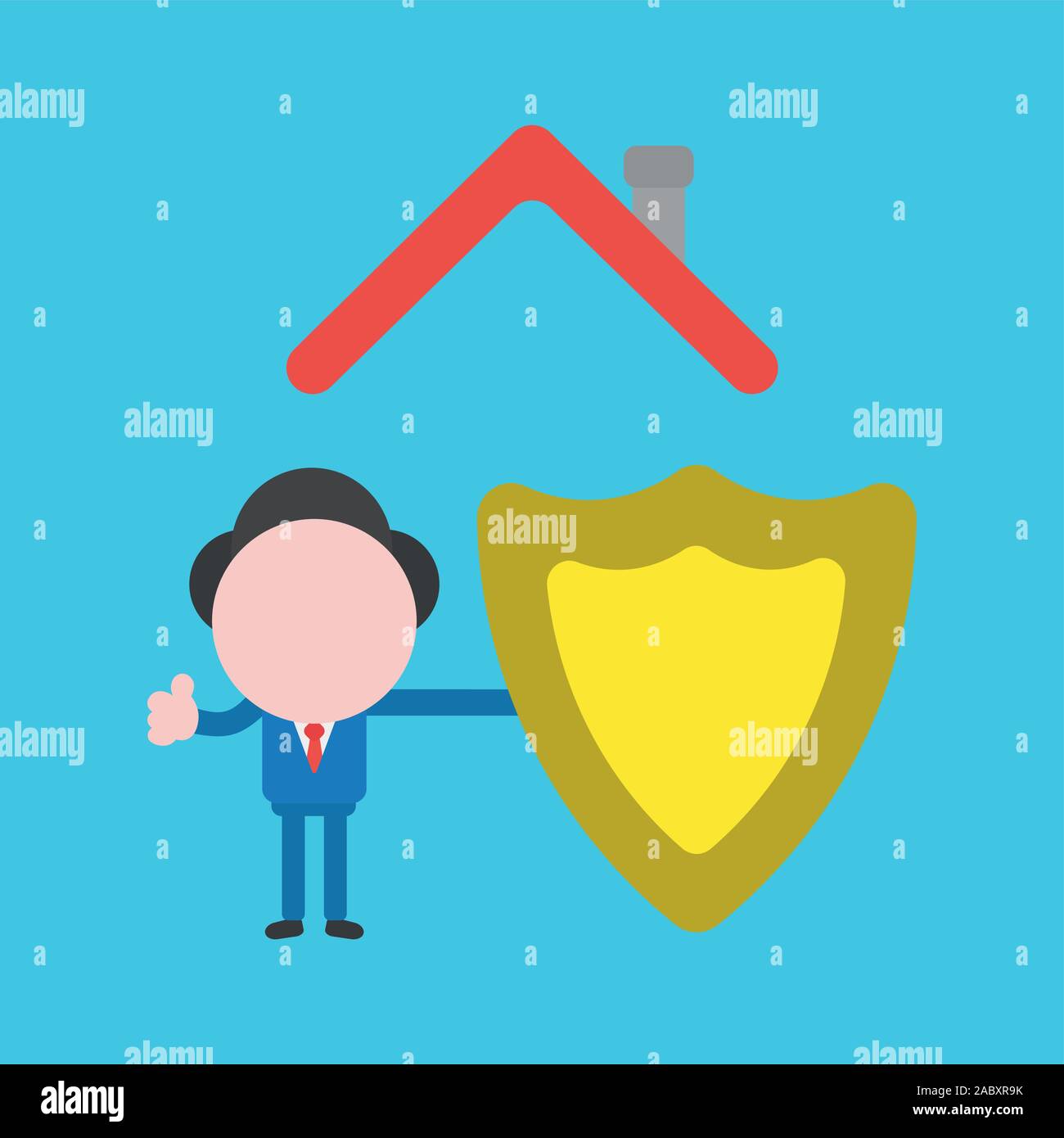 Vector illustration faceless businessman character with guard shield ...