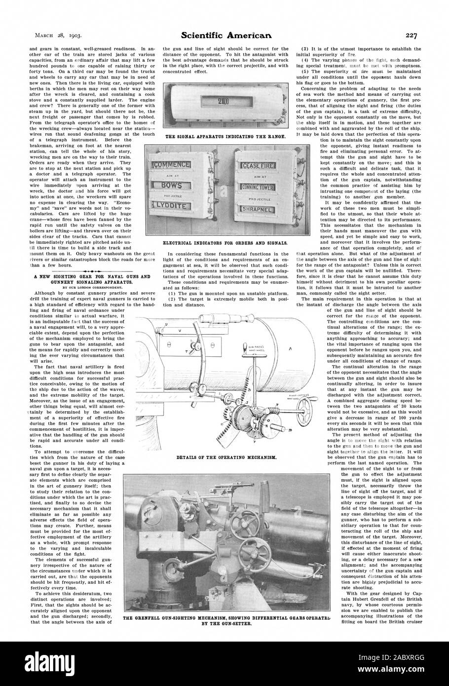 A NEW SIGHTING GEAR FOR NAVAL GUNS AND GUNNERY SIGNALING APPARATUS. THE ...