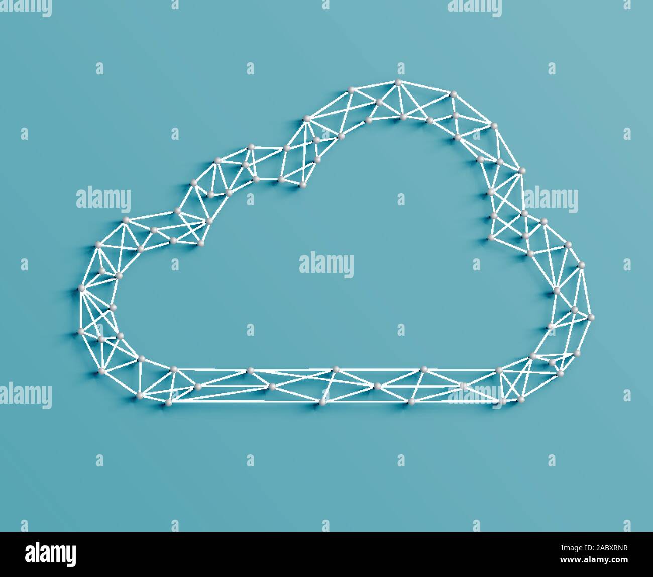 Realistic illustration of a cloud icon made by pins and strings, vector ...