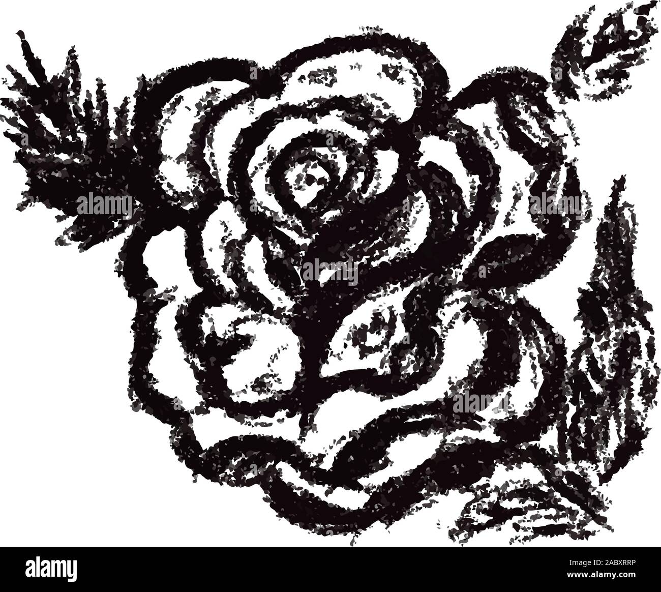 Grunge decorative sketch of a rose with leaves Stock Vector Image & Art ...