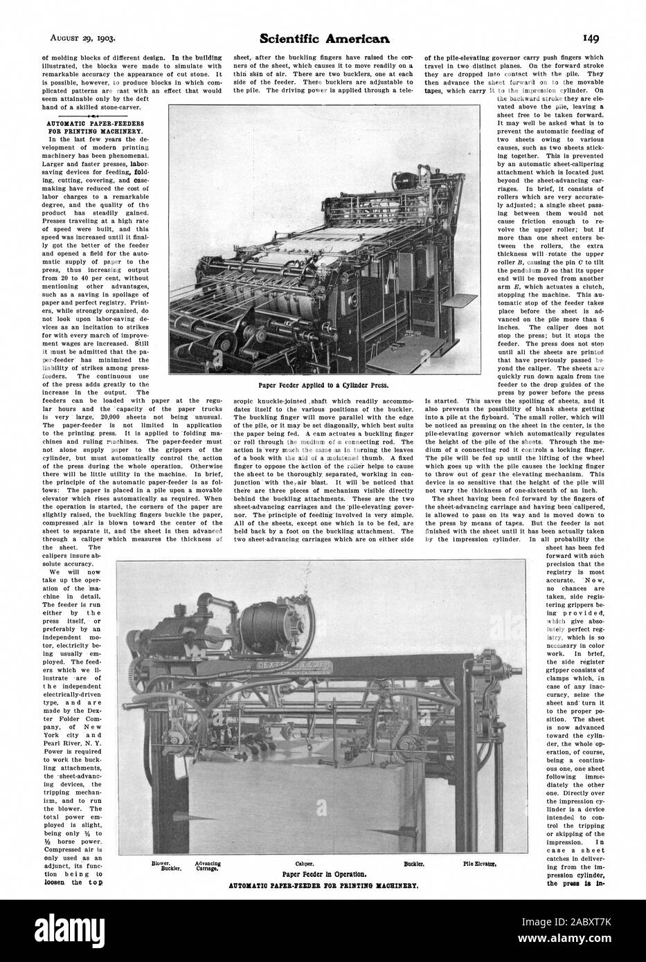 Automatic paper feeder for printing machinery carriage hi-res stock ...