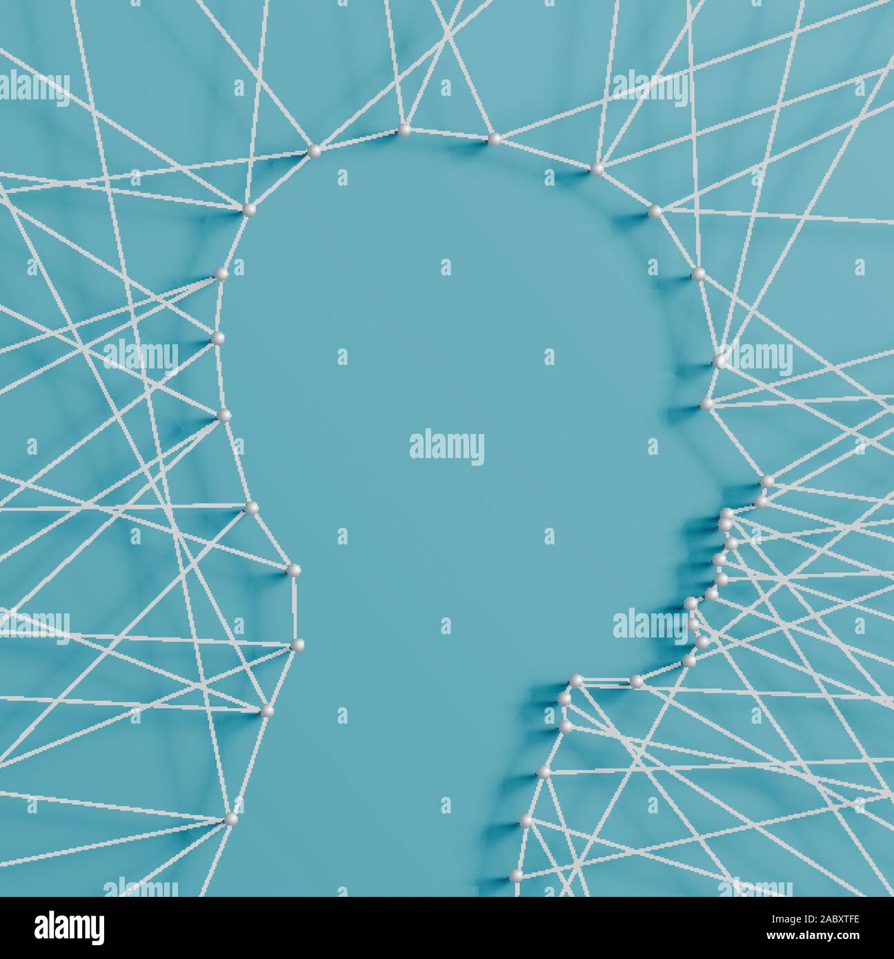 Realistic illustration of a head made by pins and strings, vector Stock ...