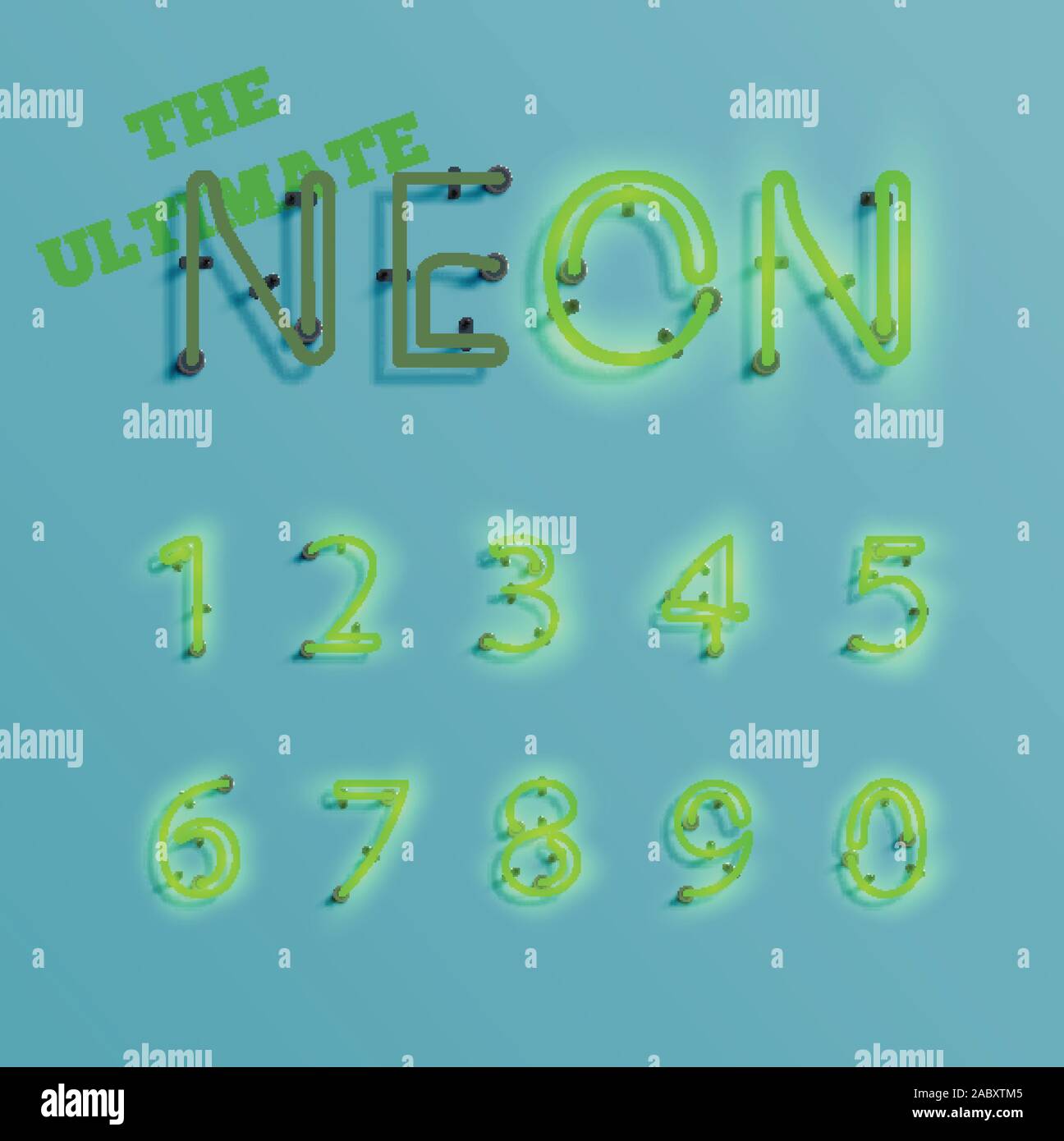 Realistic green neon character typeset, vector Stock Vector Image & Art ...