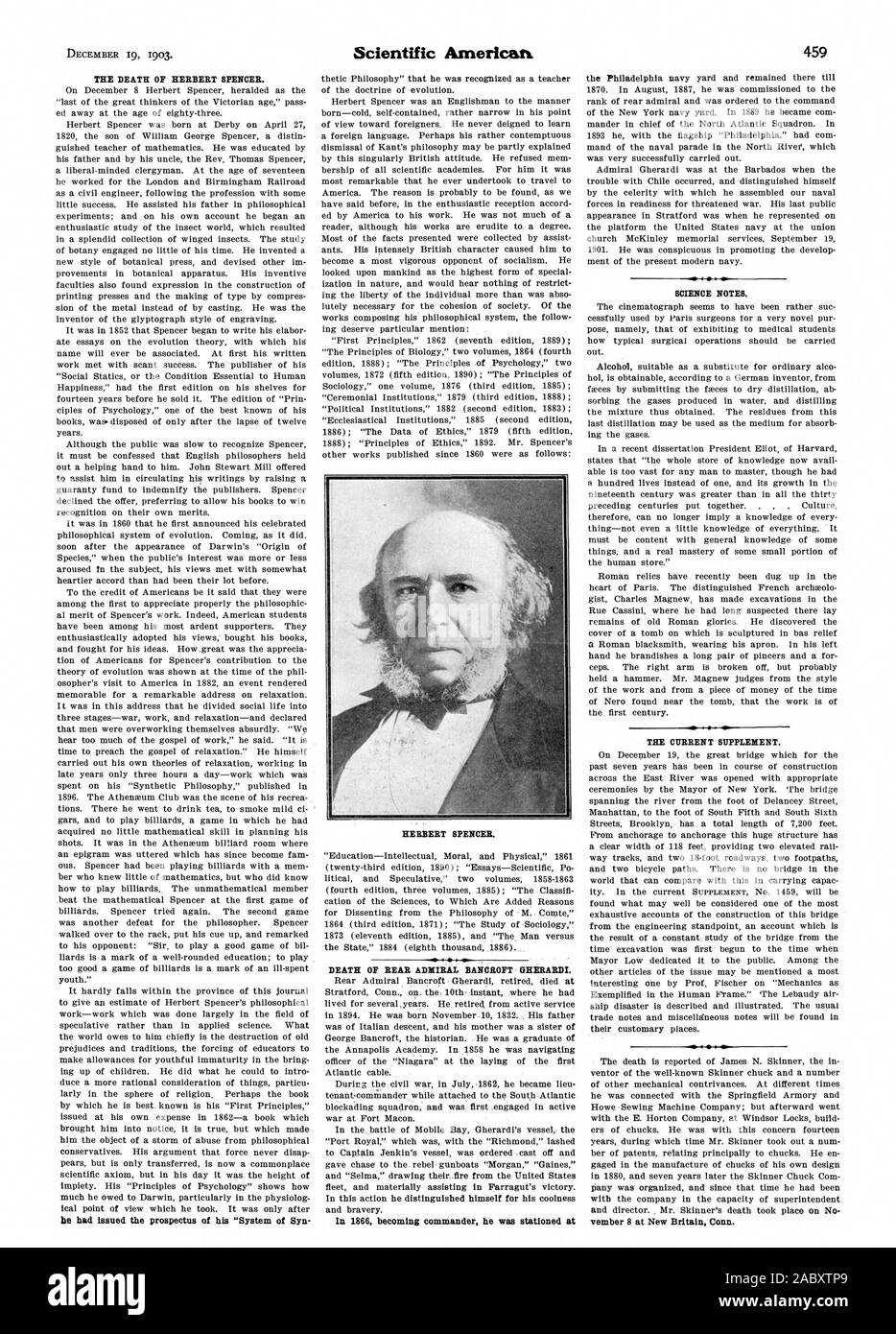 THE DEATH OF HERBERT SPENCER. HERBERT SPENCER. DEATH OF REAR ADMIRAL ...