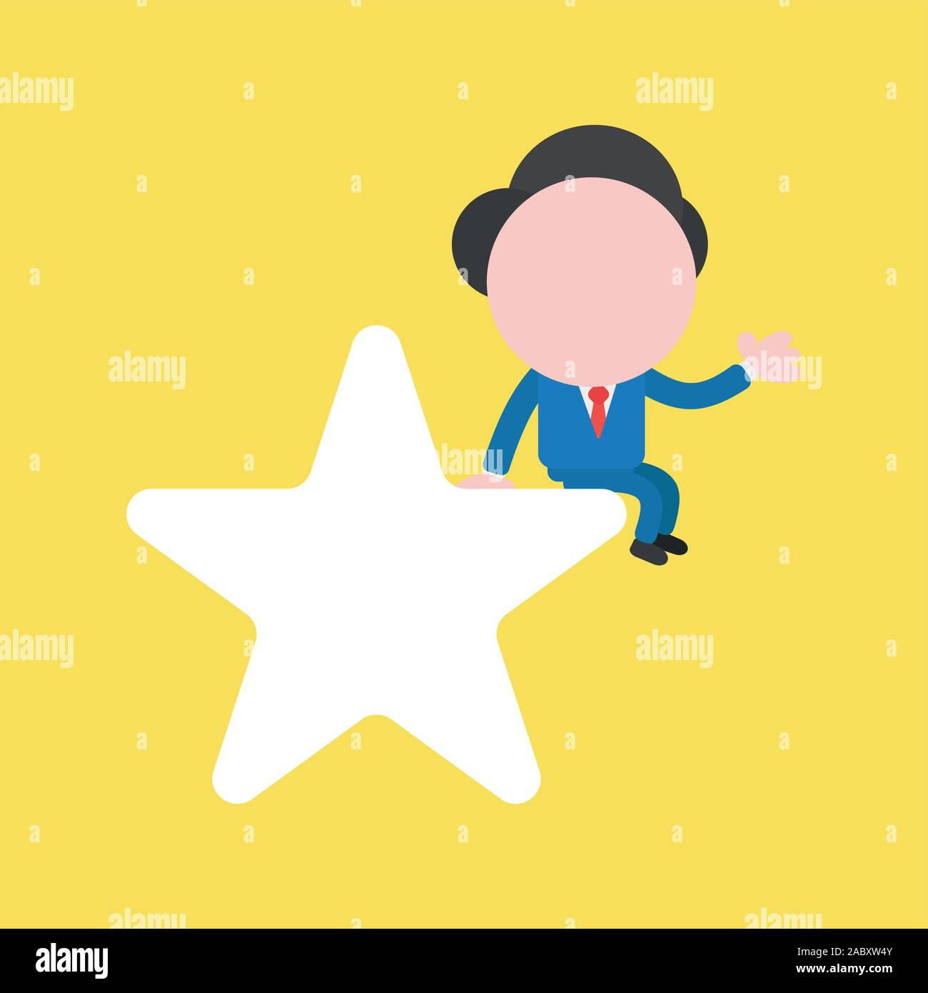 Vector illustration faceless businessman character sitting on star on ...