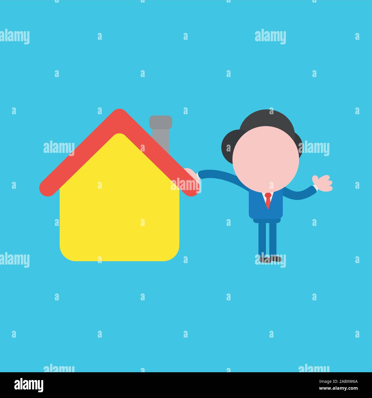 Vector illustration faceless businessman character with house on blue ...