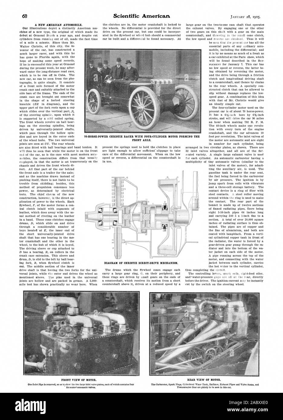 A NEW AMERICAN AUTOMOBILE. 70-HORSE-POWER CHRISTIE RACER WITH FOUR ...