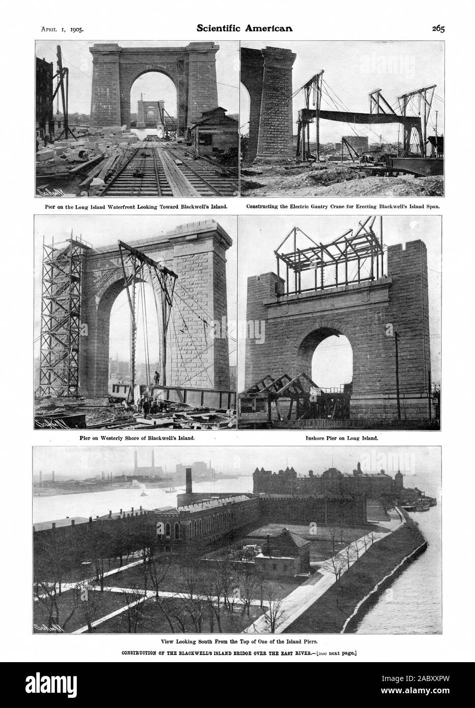 Construction of the Blackwell's Island Bridge over the East River. View ...