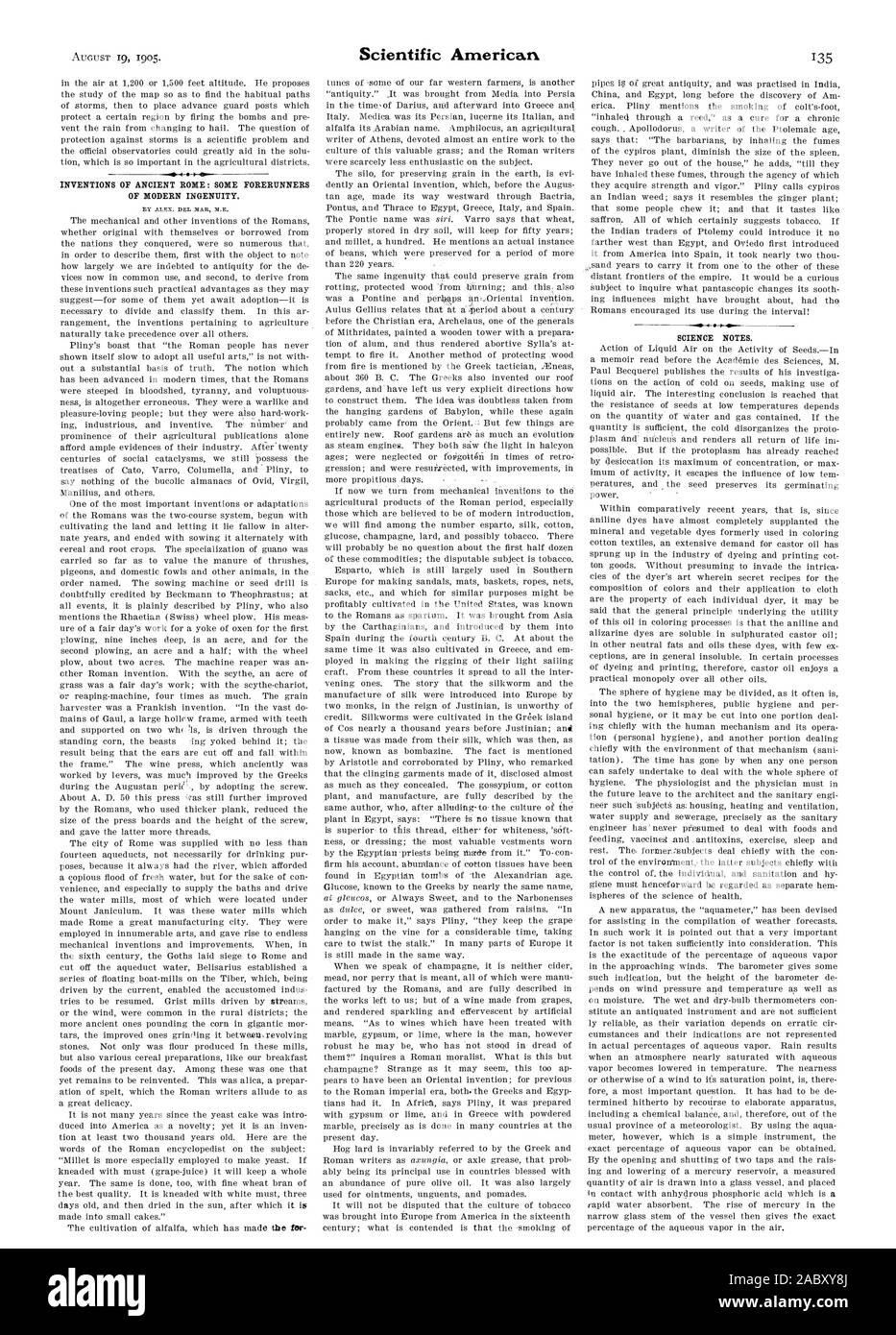 OF MODERN INGENUITY. SCIENCE NOTES., scientific american, 1905-08-19 ...