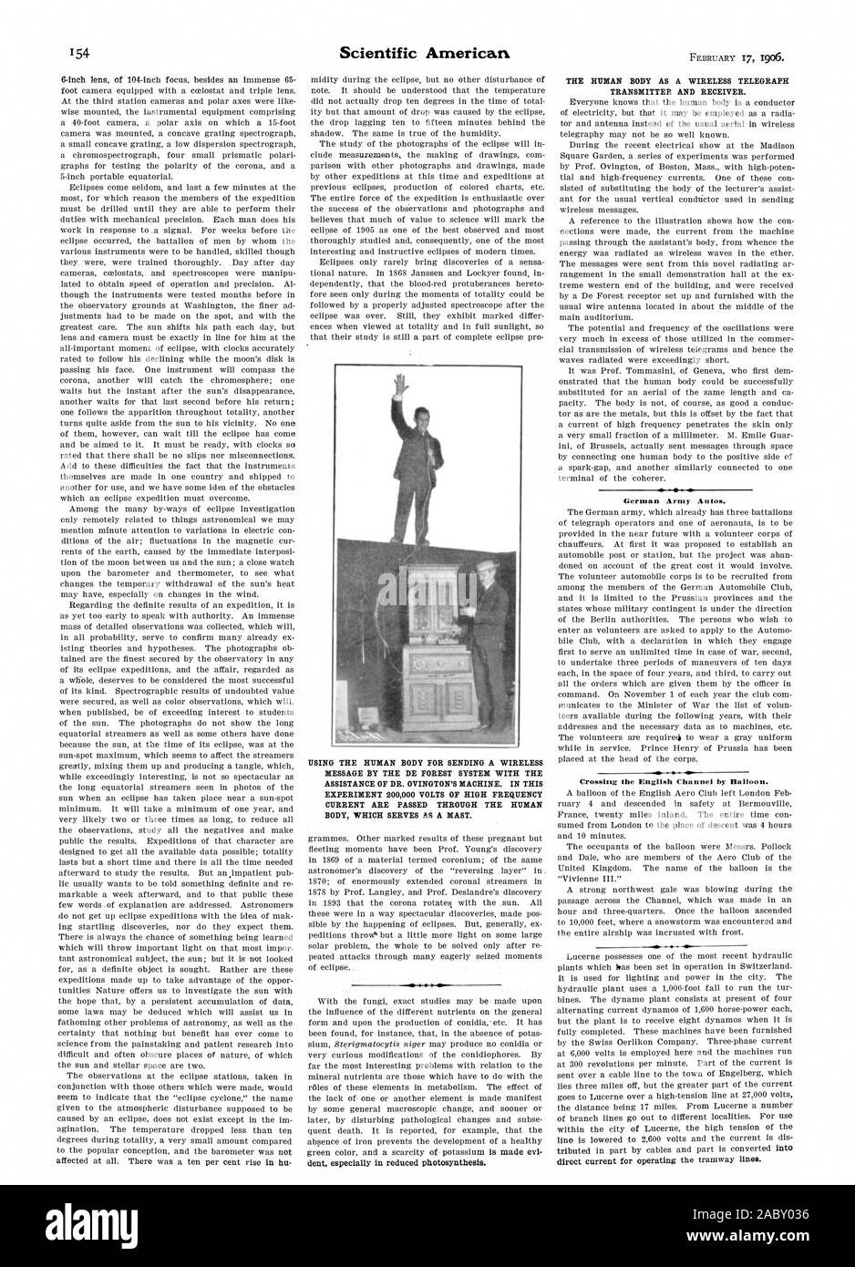 THE HUMAN BODY AS A WIRELESS TELEGRAPH TRANSMITTER AND RECEIVER. German ...