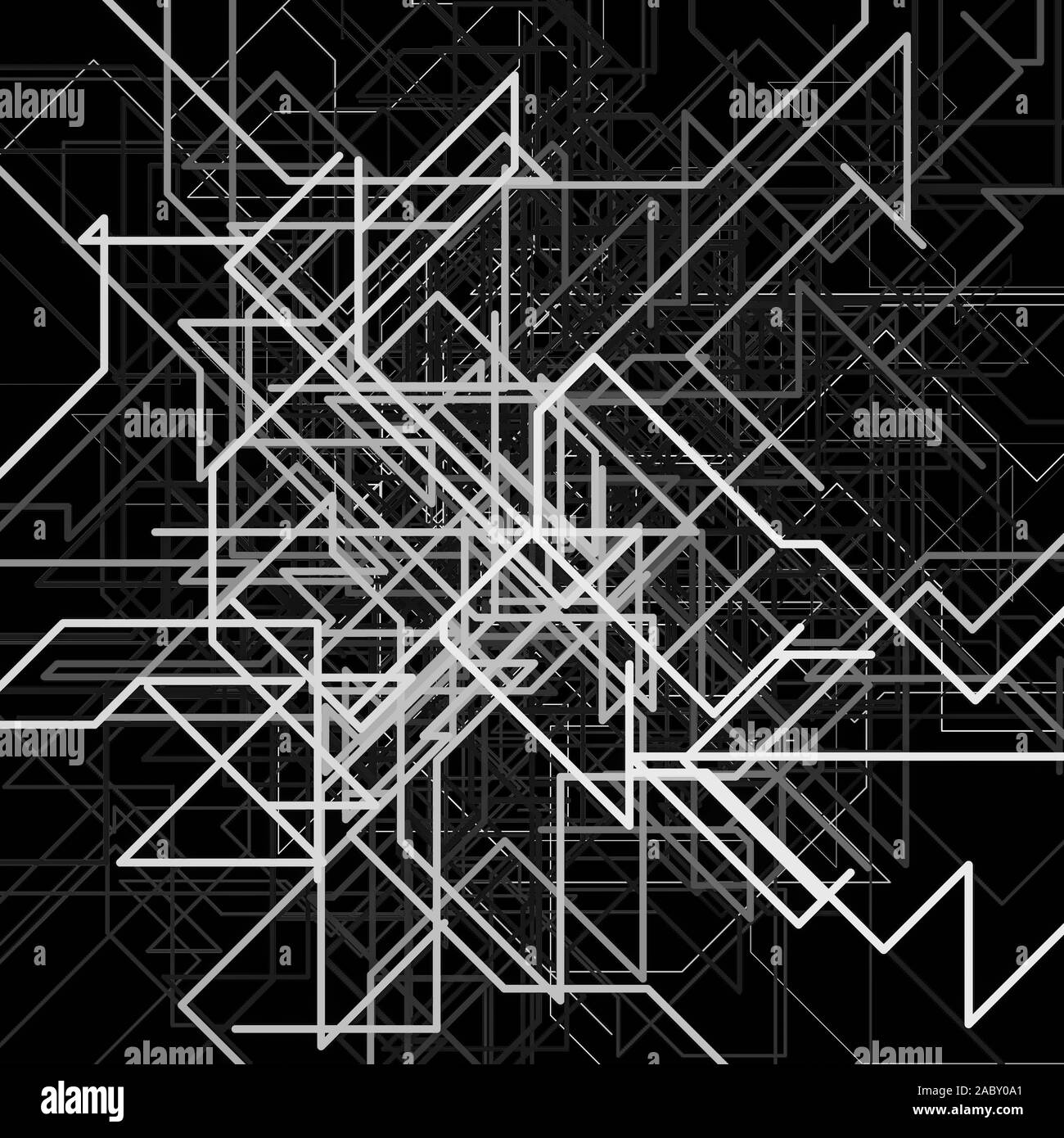 Pipelines, computer generated abstract intensity map, black and white, 3D rendering Stock Photo ...