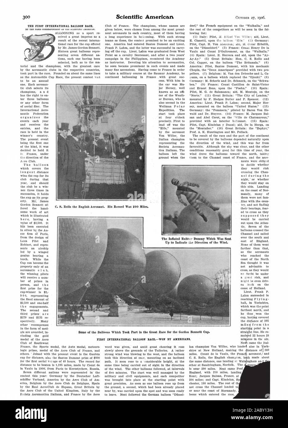 FIRST INTERNATIONAL BALLOON RACEWON BY AMERICANS. The Inflated Rubber ...
