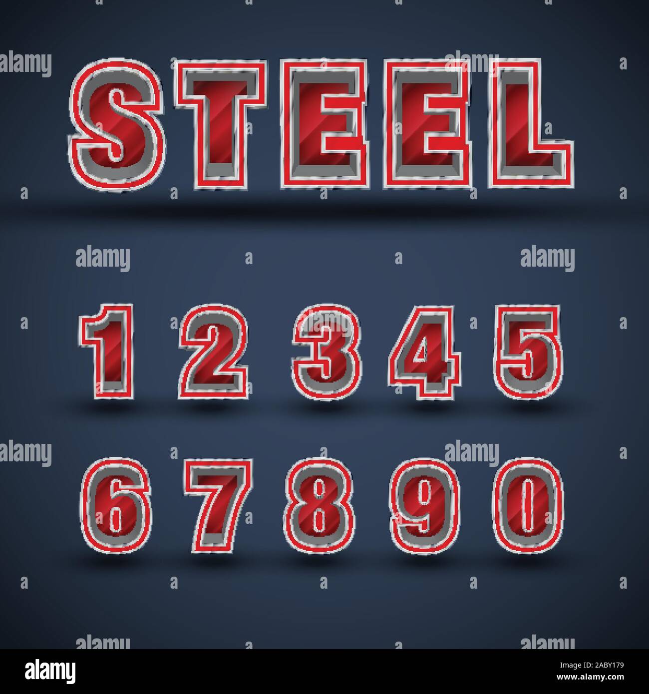 3D red steel font set, vector Stock Vector Image & Art - Alamy
