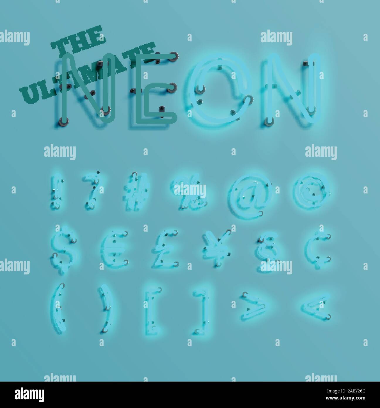 Realistic blue neon character typeset, vector Stock Vector Image & Art ...