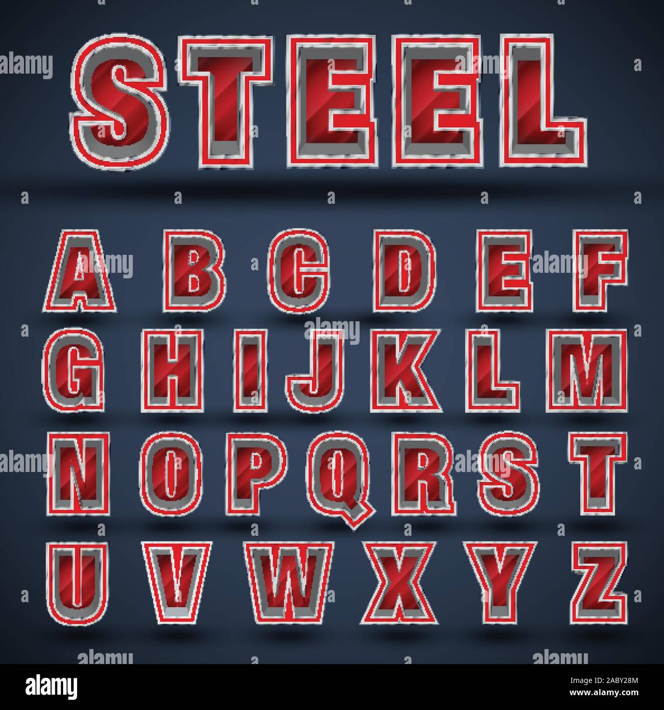 3D red steel font set, vector Stock Vector Image & Art - Alamy