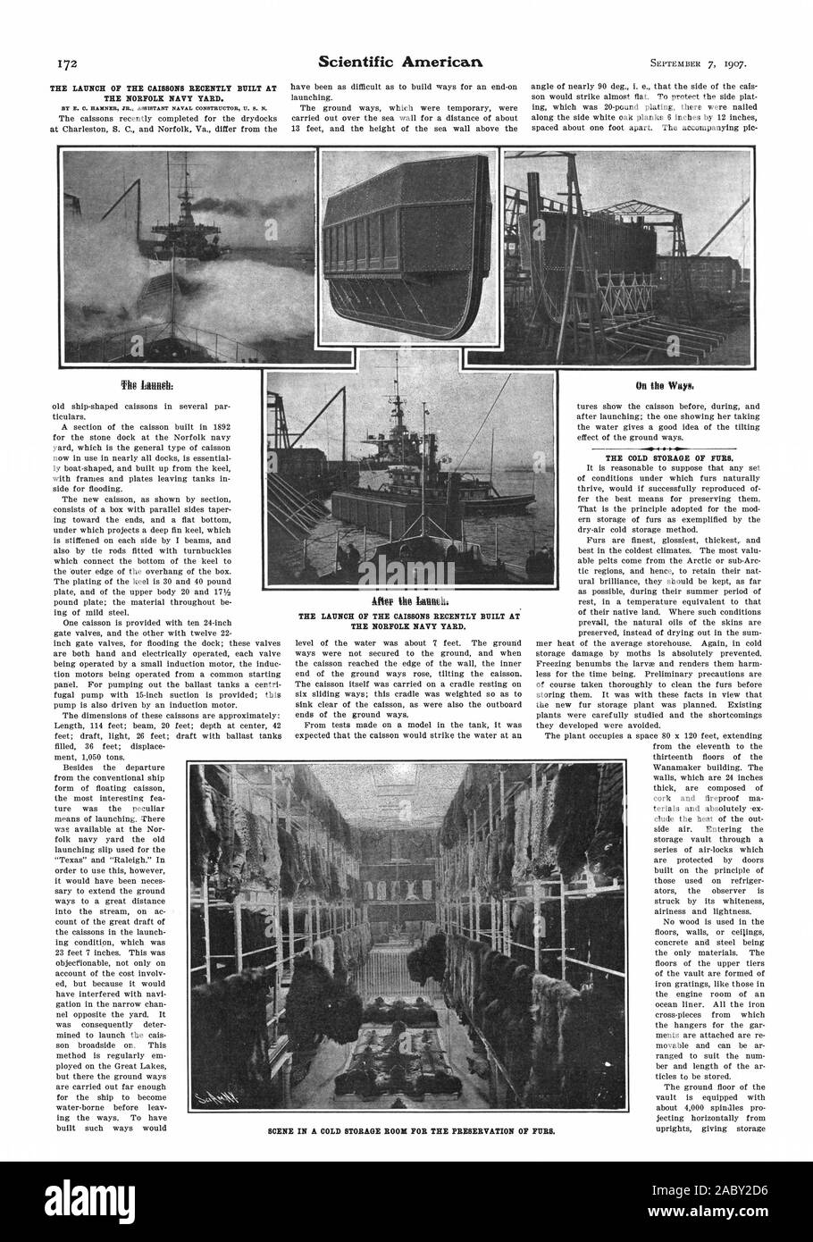 THE LAUNCH OF THE CAISSONS RECENTLY BUILT AT THE NORFOLK NAVY YARD. THE ...