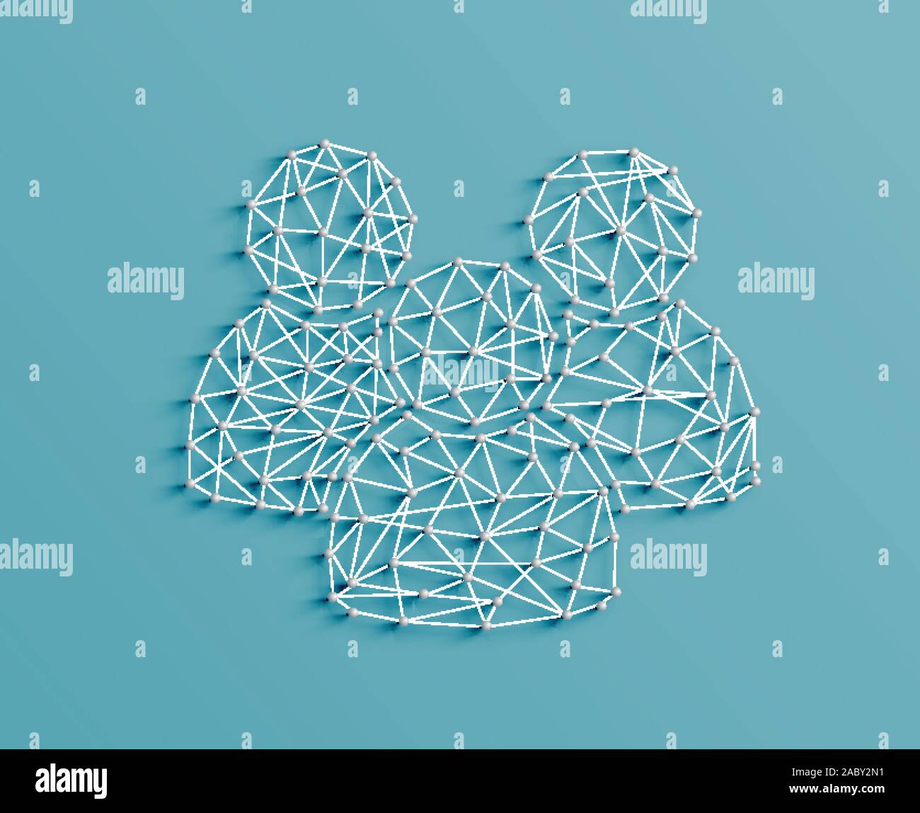 Realistic illustration of a figure icon made by pins and strings ...