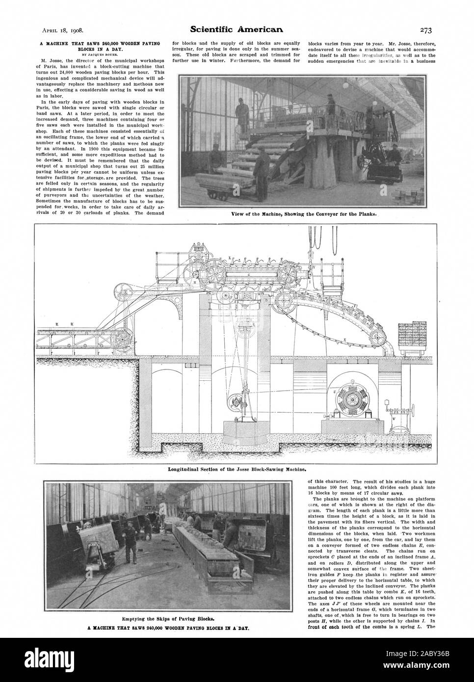 Machine that saws 240000 wooden paving blocks hi-res stock photography ...