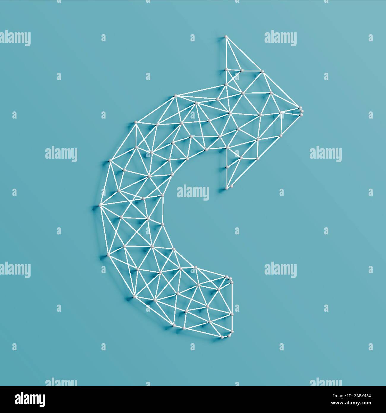 An arrow made by lines and pins, 3D realistic, vector illustration ...