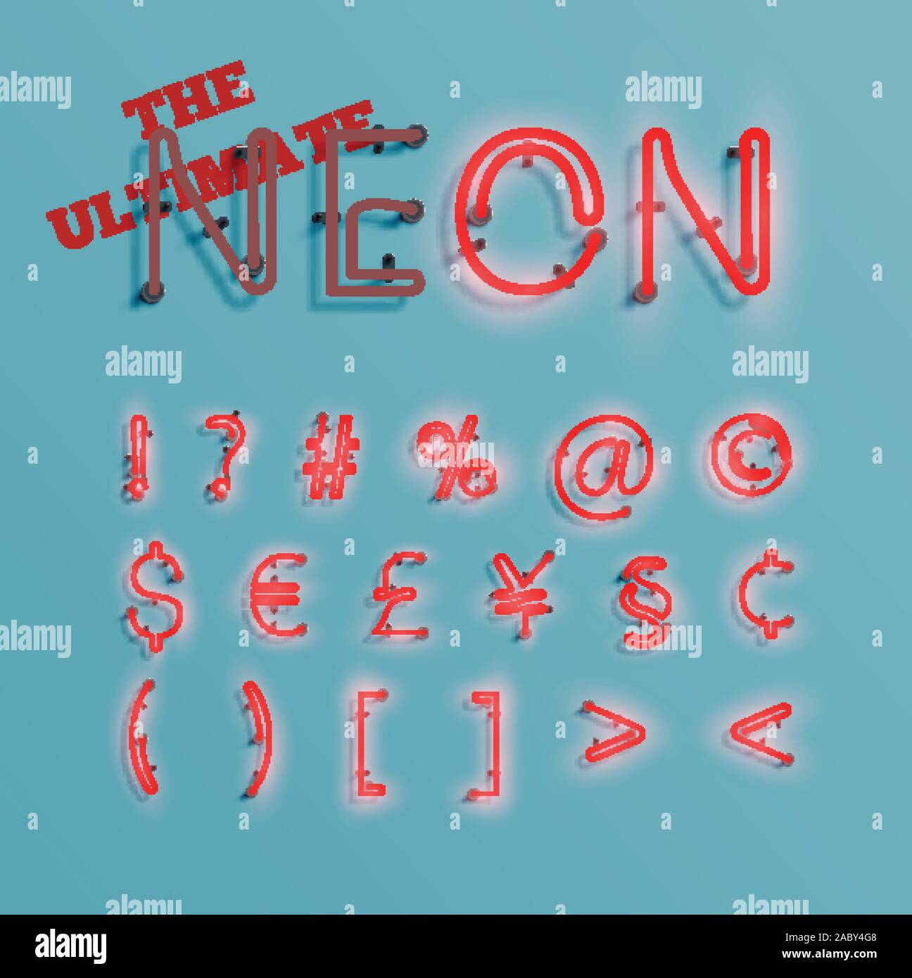 Realistic red neon character typeset, vector Stock Vector Image & Art ...