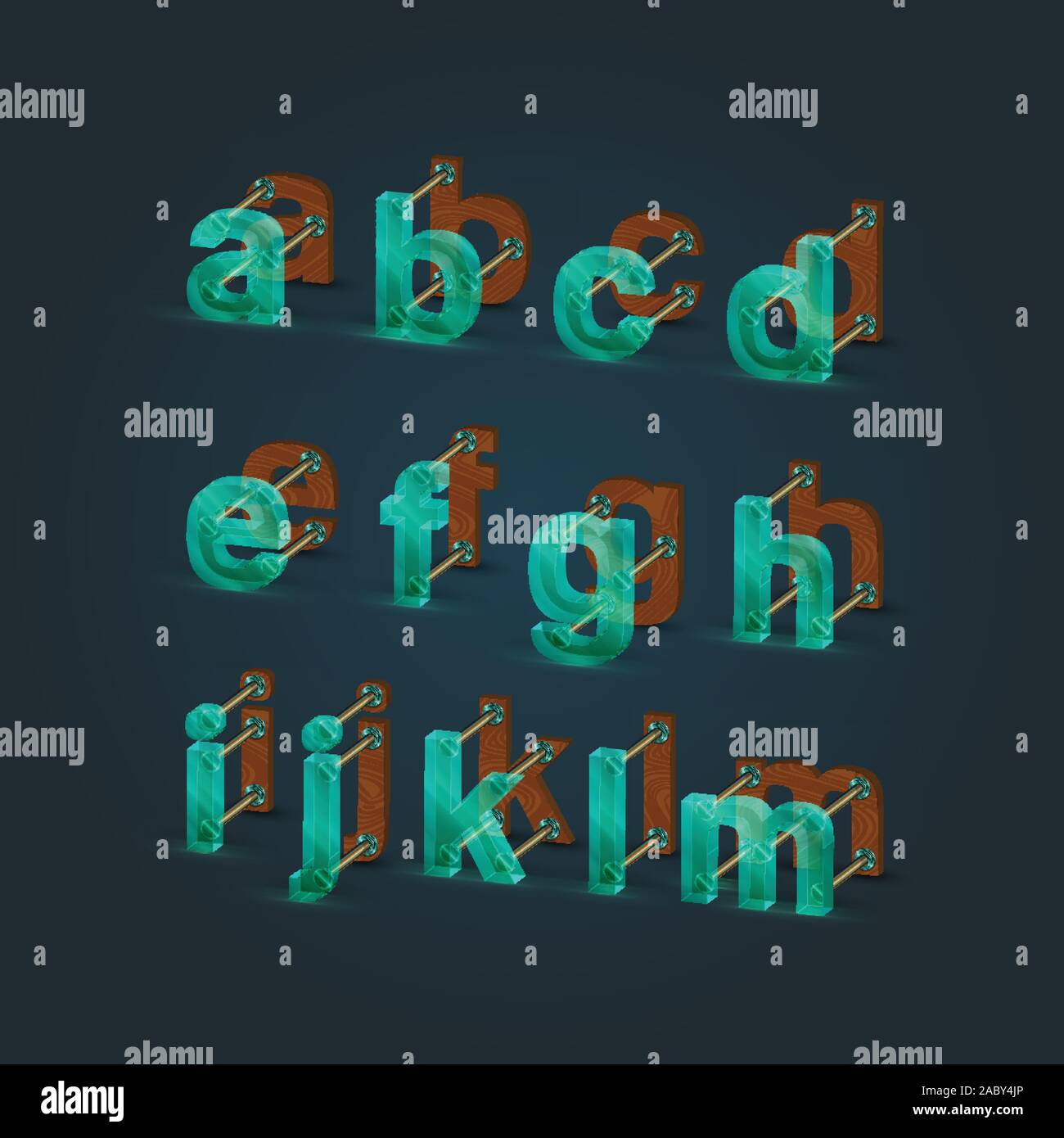 Realistic glass and wood font set, vector illustration Stock Vector ...