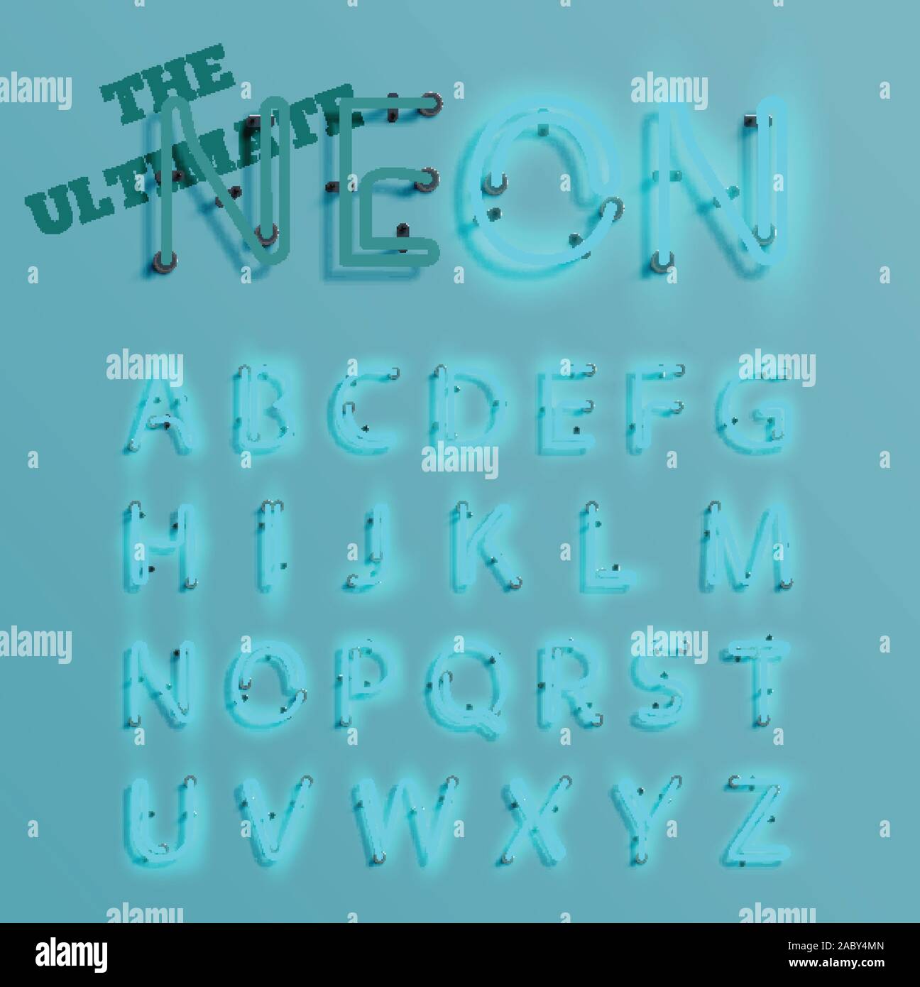 Realistic blue neon character typeset, vector Stock Vector Image & Art ...
