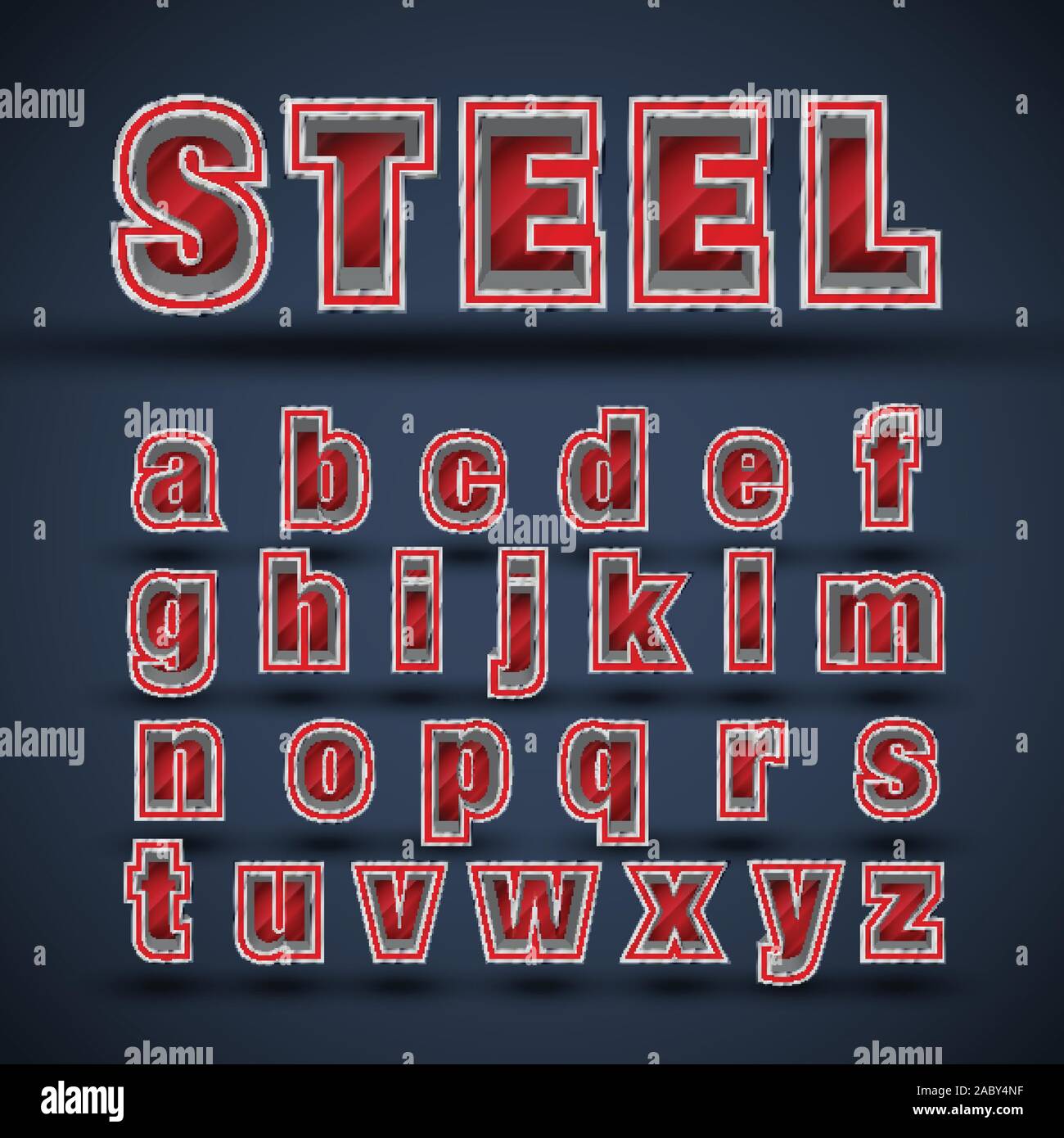3D red steel font set, vector Stock Vector Image & Art - Alamy