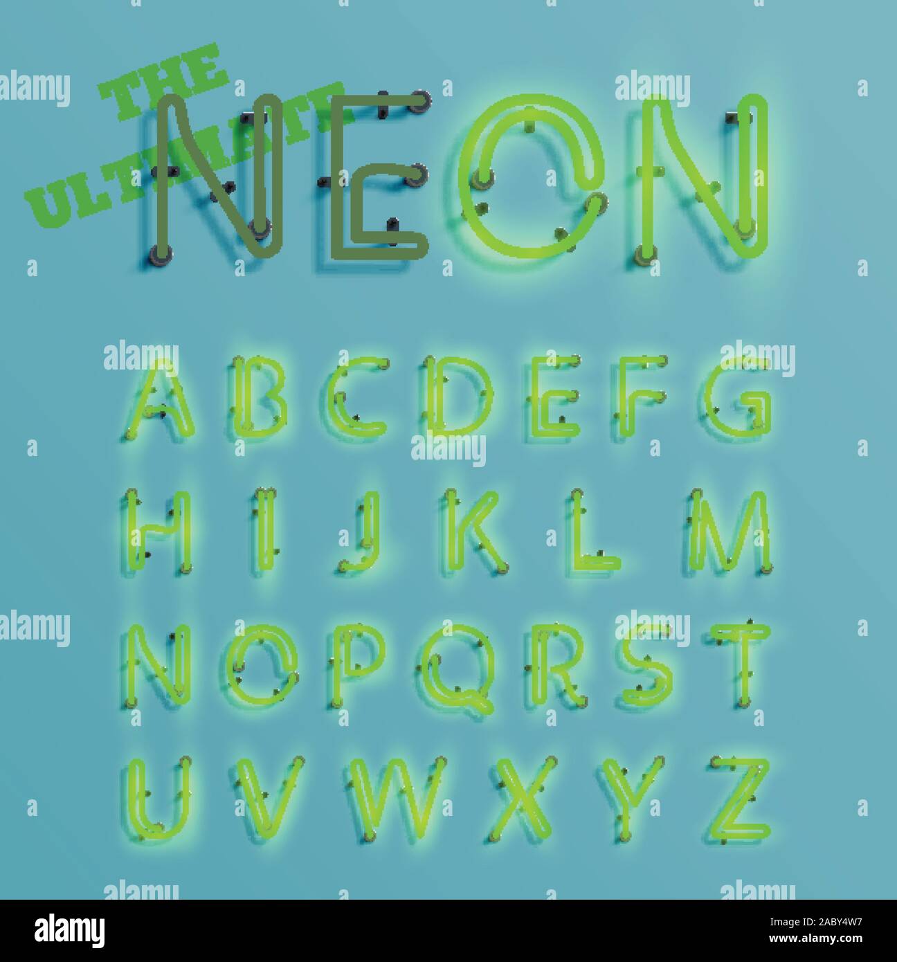 Realistic green neon character typeset, vector Stock Vector Image & Art ...
