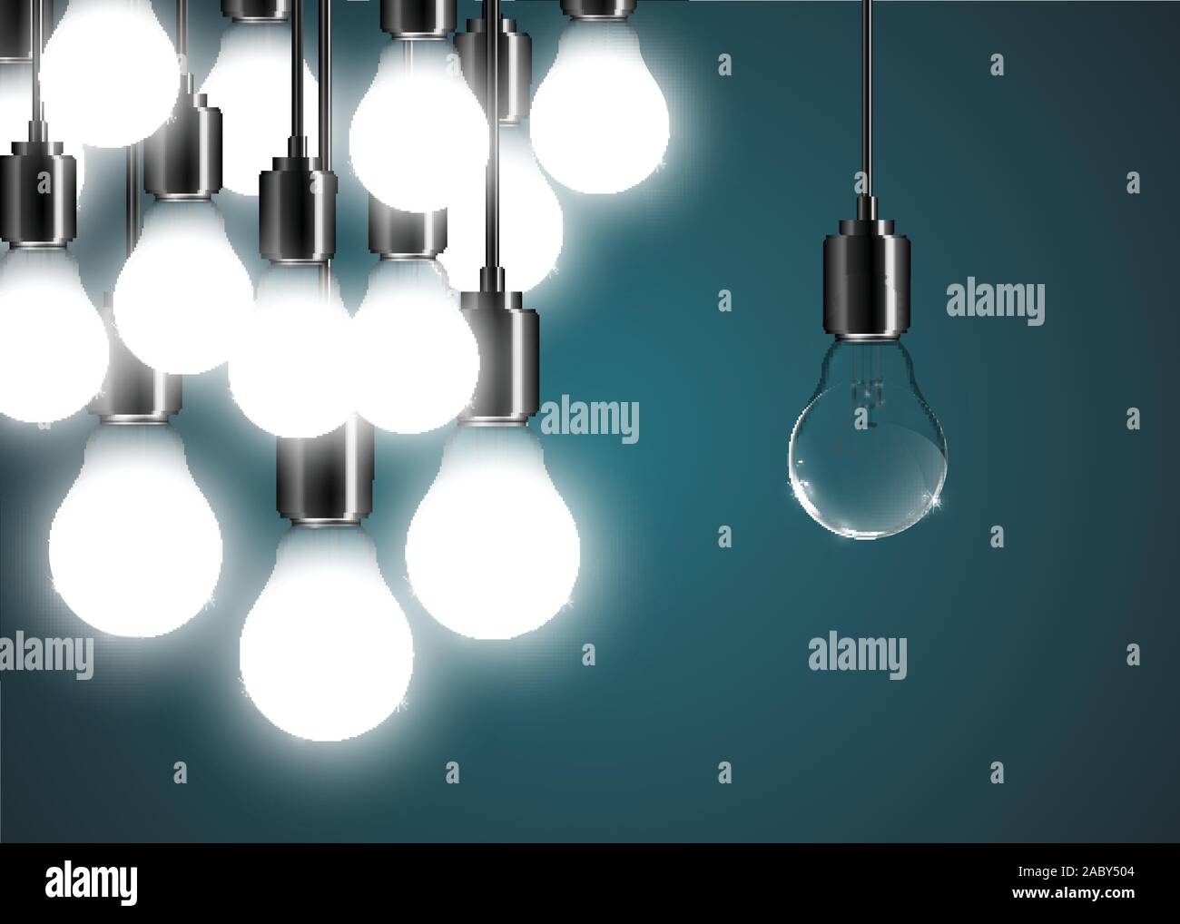 Creative lightbulb illustration on a blue background, vector Stock ...