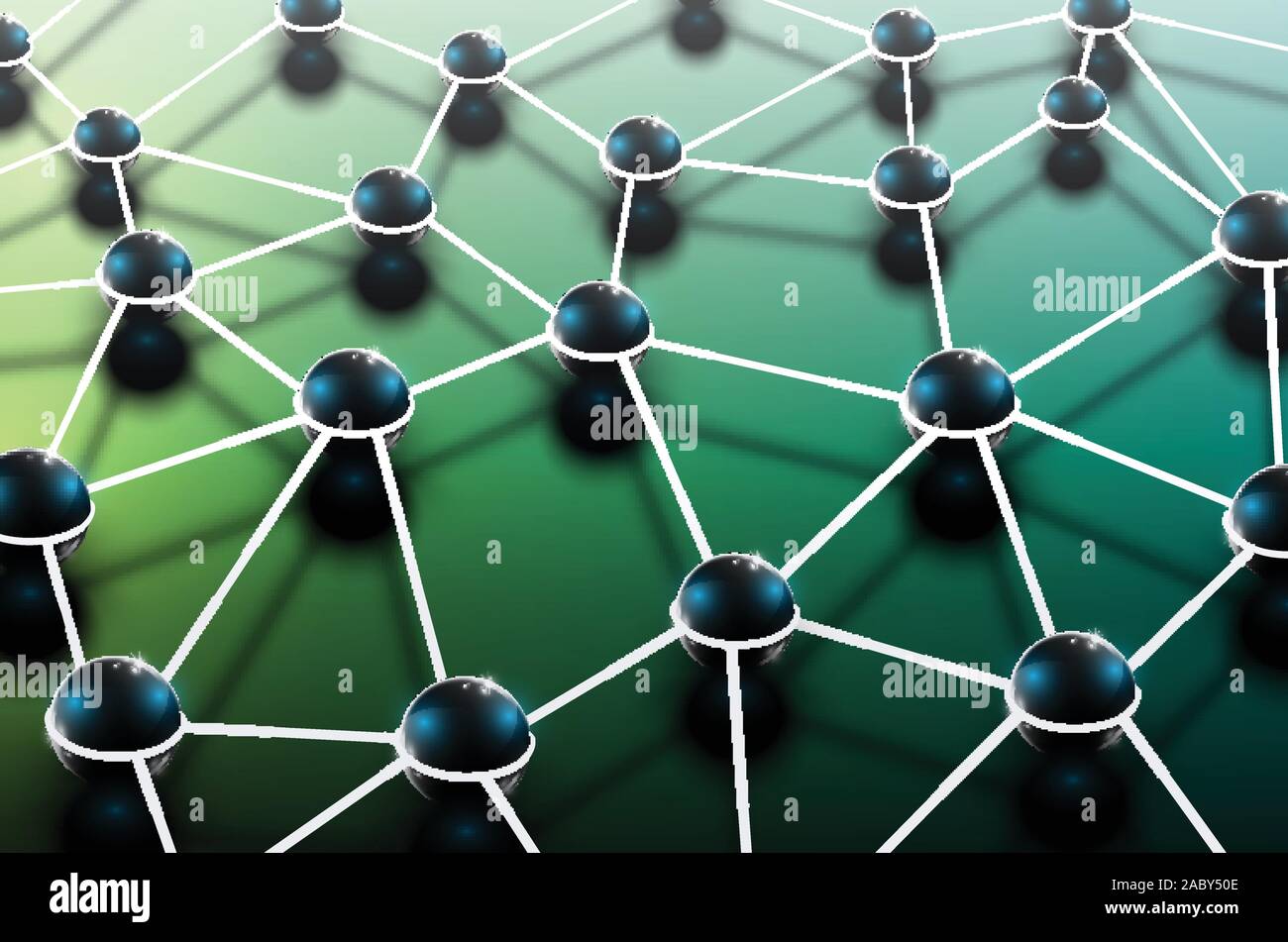 Abstract polygonal colorful background with connected spheres and lines, connection structure ...