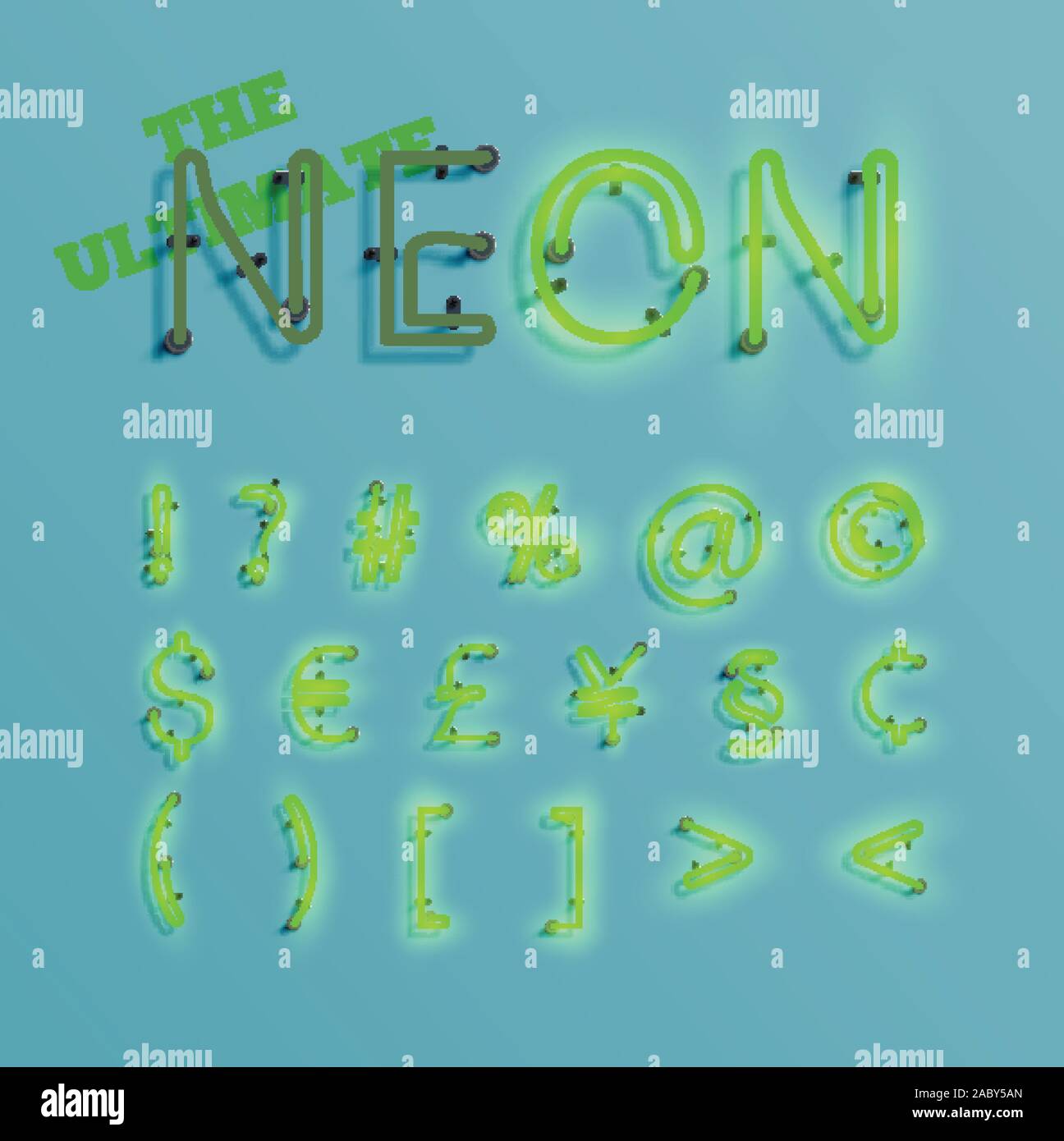 Realistic green neon character typeset, vector Stock Vector Image & Art ...