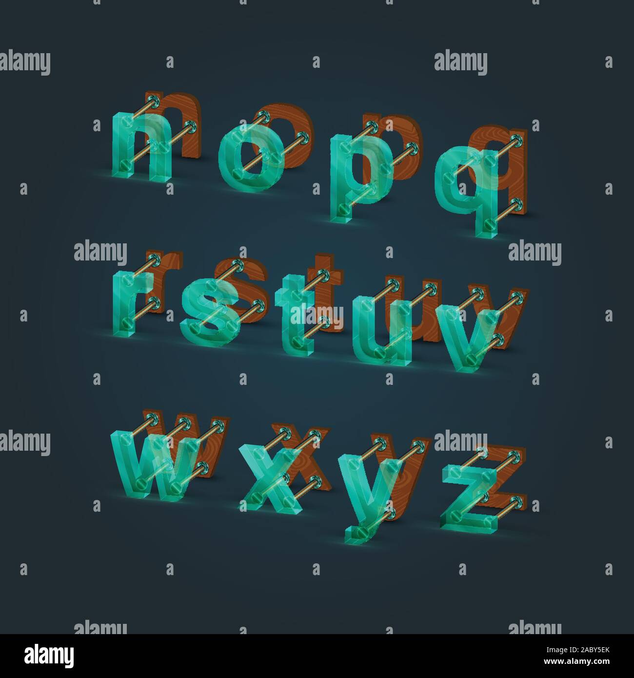 Realistic glass and wood font set, vector illustration Stock Vector ...