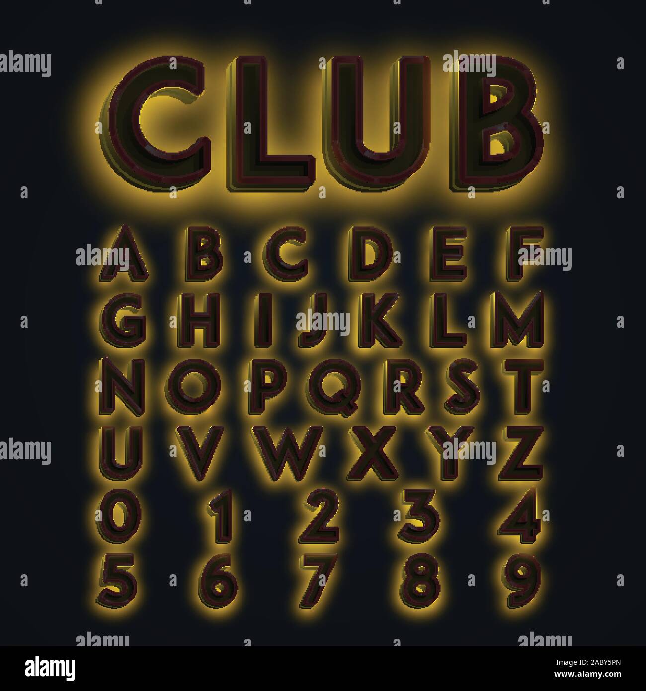 Yellow 'CLUB' neon lights typeset, vector Stock Vector Image & Art - Alamy